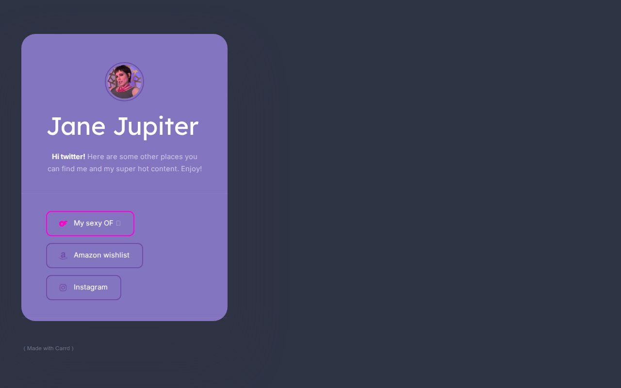 Jane Jupiter's Links on Twitter xx